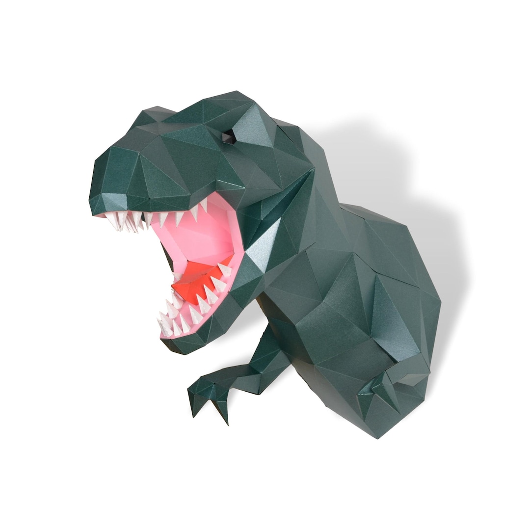 T-rex Trophy Sculpture, Pre-cut DIY Papercraft Kit, Multi-color Option ...
