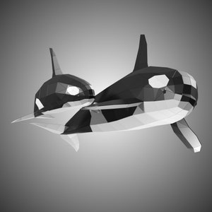 Orca Family Style 1 Paper Sculpture,,pre-cut DIY Papercraft Kit ...