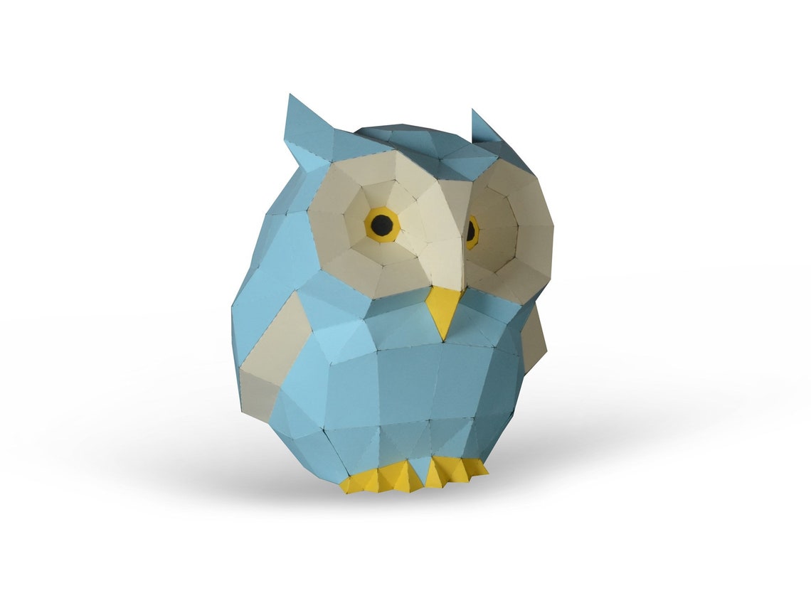 Little Owl Sculpture Papercraft Pdf Template Low Poly Paper - Etsy