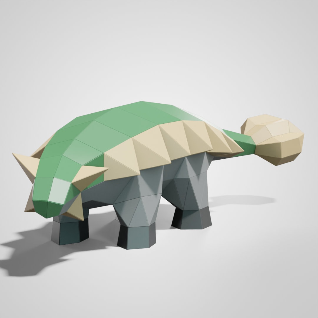 Cute Ankylosaurus Sculpture, Pre-cut DIY Papercraft Kit, Multi-color ...