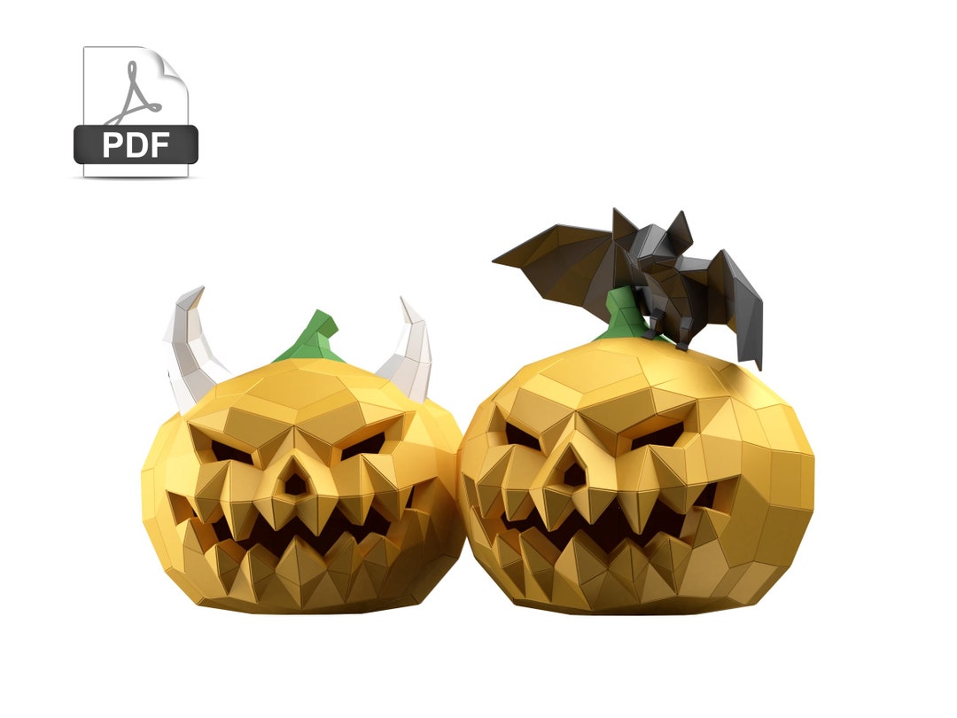 Halloween Pumpkin Pack DIY 3D Papercraft Tempalte, PDF File，instant ...
