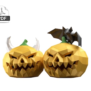 Halloween Pumpkin Pack DIY 3D Papercraft Tempalte, PDF File，instant ...