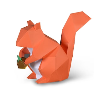 Squirrel Sculpture, Pre-cutting DIY Papercraft Kit, Multi-color Option ...