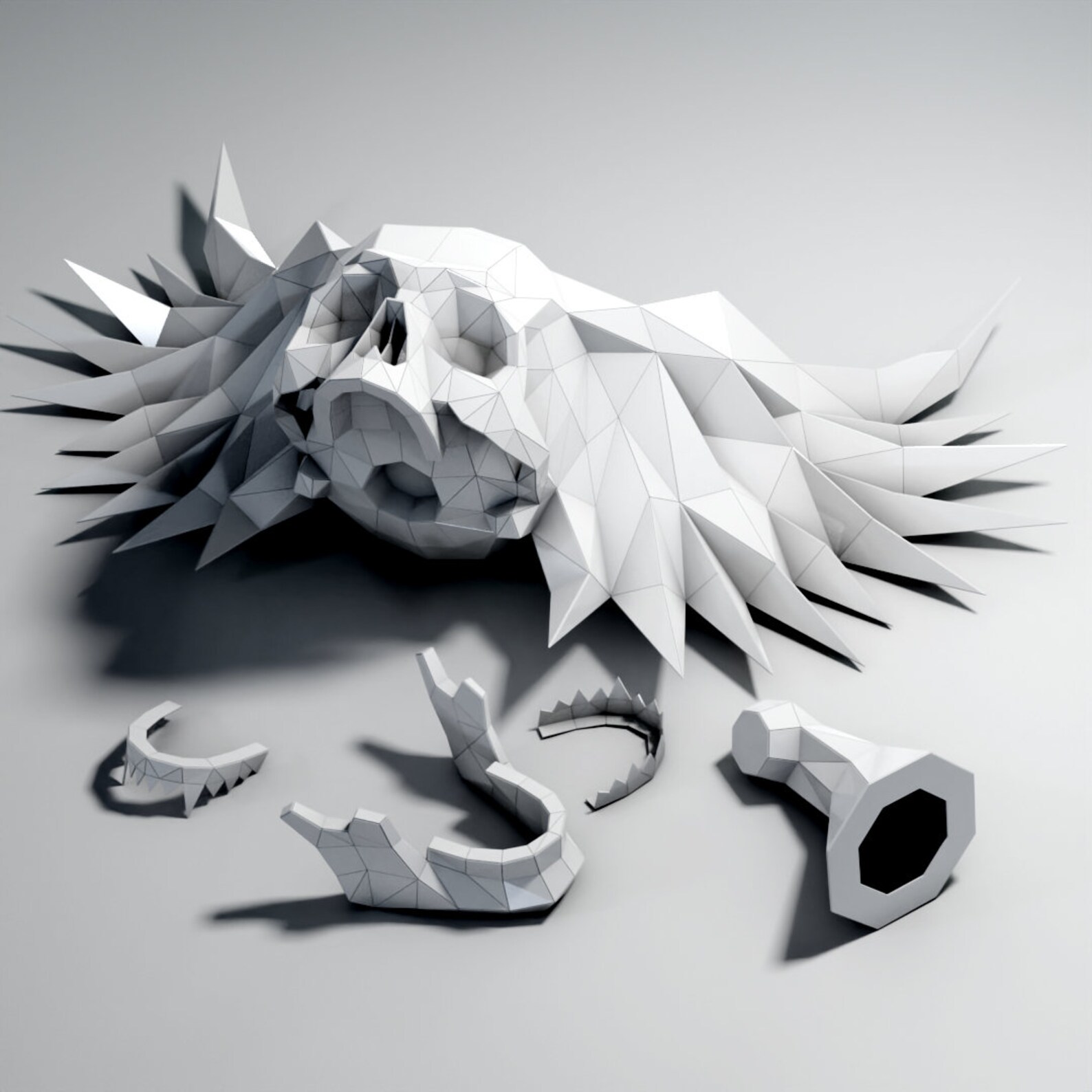 Winged Skull Paper Sculpture,pre-cut DIY Papercraft Kit,handmade ...
