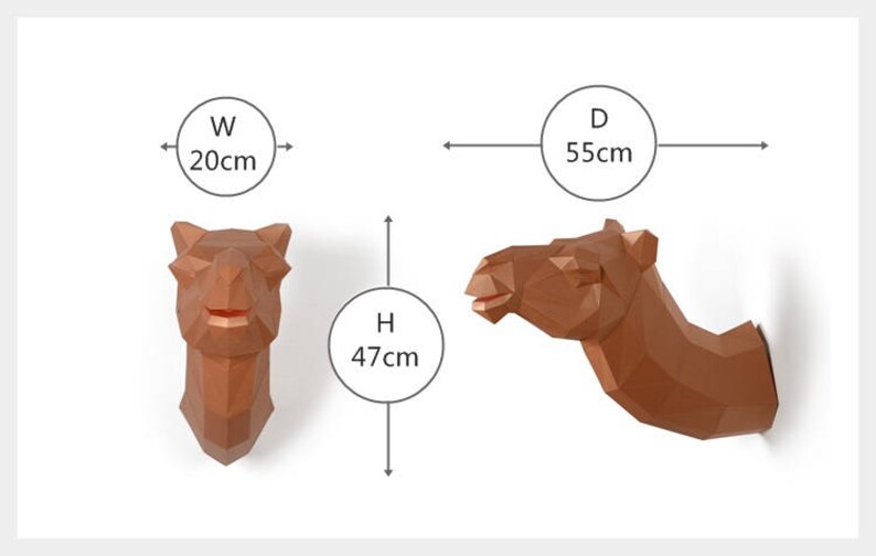 DIY Camel Papercraft Kit, 3D Low Poly Animal Head Wall Decor - Etsy