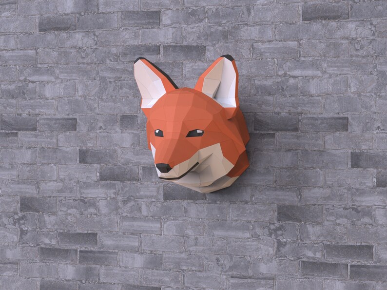 Fox Head Paper Sculpturepre-cut DIY Papercraft Kithandmade - Etsy