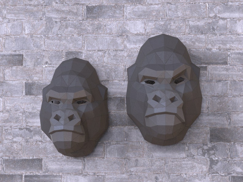 Gorilla Head Paper Sculpture,pre-cut DIY Papercraft Kit,handmade Wide ...