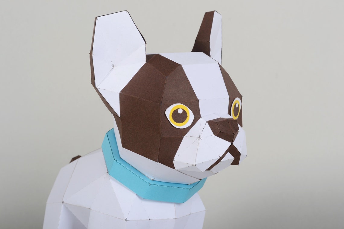 2 Size Bulldogs Pre-cutting DIY Papercraft Kit Multi-color | Etsy