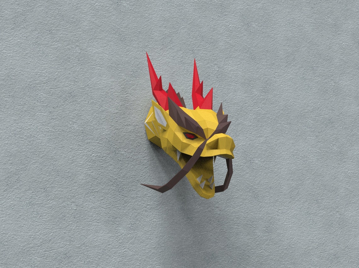 Chinese Dragon Head Paper SculpturePrecut DIY Papercraft | Etsy