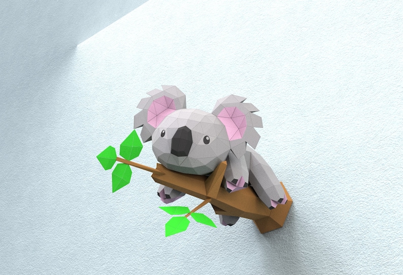 Koala on Branch Paper Sculpturepre-cut DIY Papercraft - Etsy