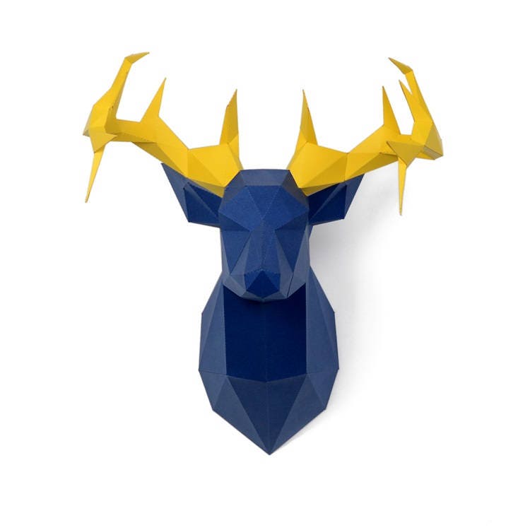 Deer Head Papercraft Kit, Pre-cut Low Poly 3D Wall Art - Etsy