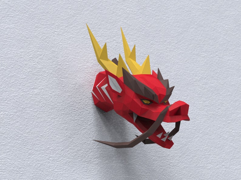 Chinese Dragon Head Paper SculpturePrecut DIY Papercraft | Etsy