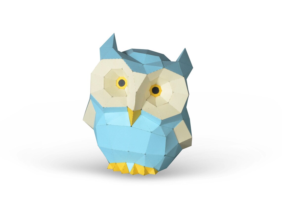 Little Owl Sculpture Papercraft Pdf Template Low Poly Paper - Etsy