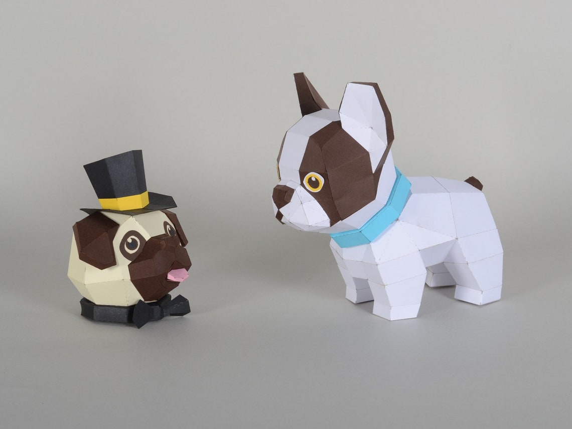 2 Size Bulldogs Pre-cutting DIY Papercraft Kit Multi-color | Etsy
