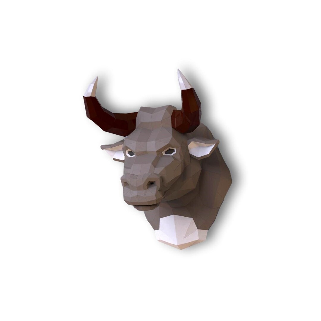 Bull Head Paper Sculpture,pre-cut DIY Papercraft Kit,handmade Stylized ...