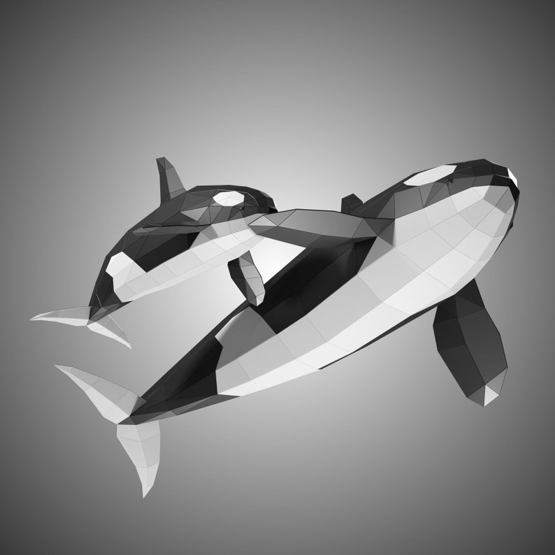 Orca Family Style 1 Paper Sculpture,,pre-cut DIY Papercraft Kit ...