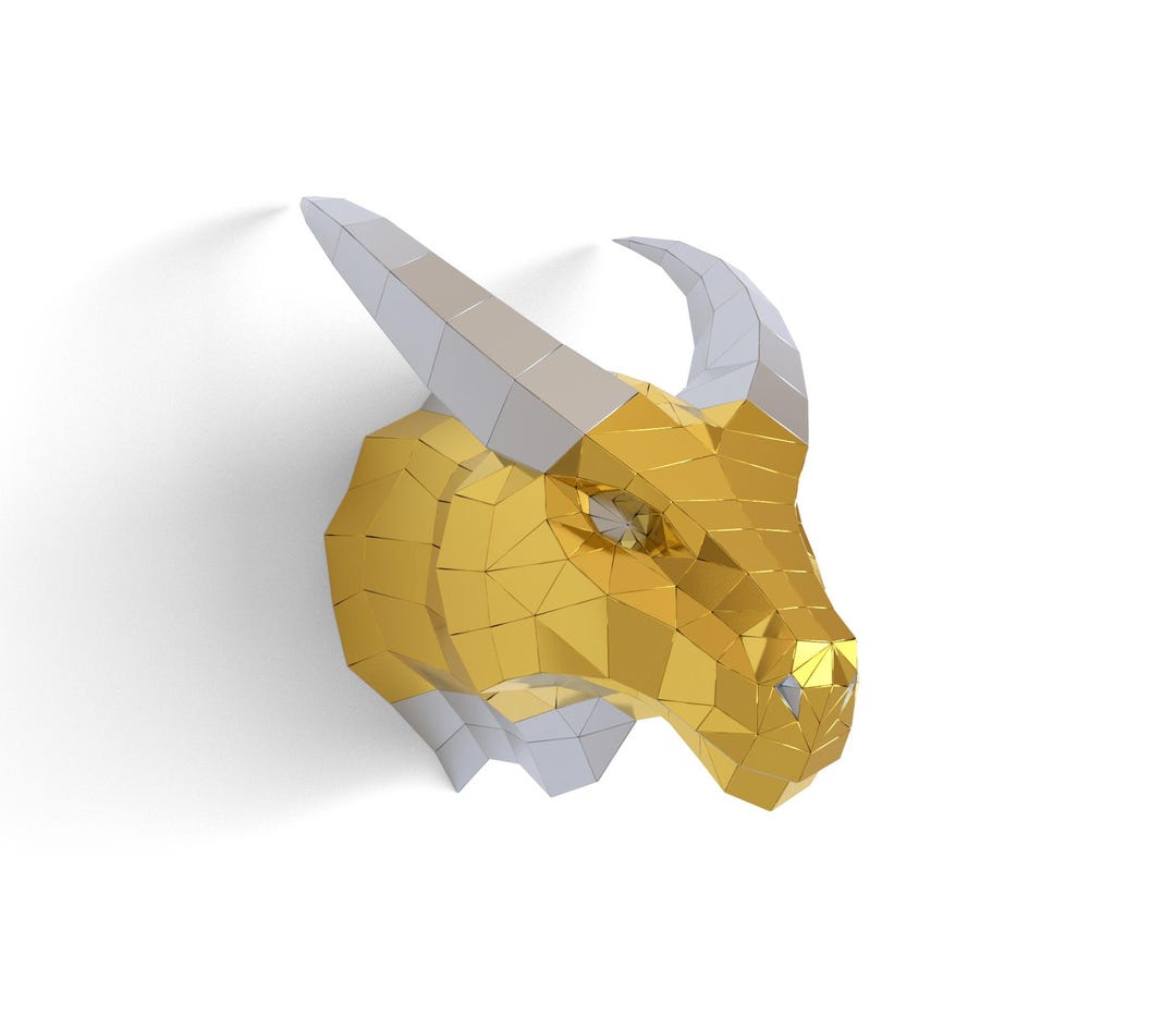 Dragon Head Papercraft Kit – Pre-cut Metallic Paper ,low Poly 3D Wall ...