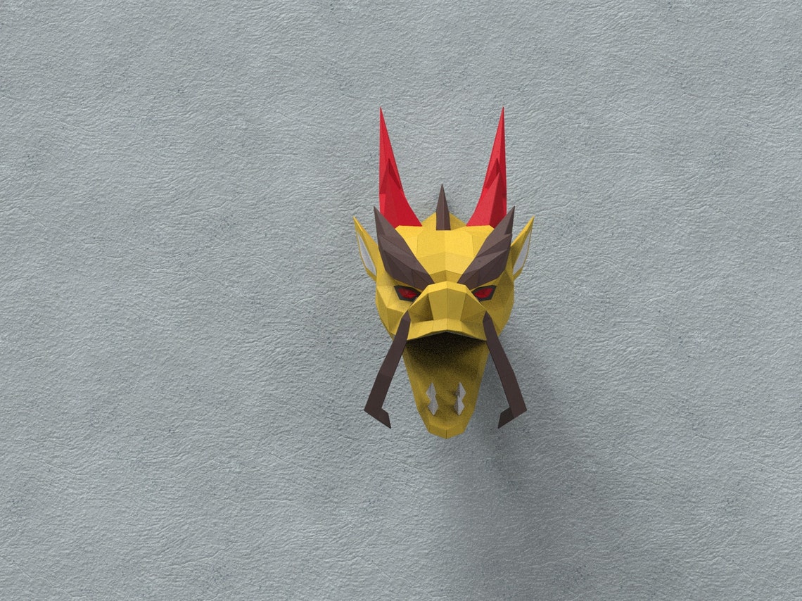 Chinese Dragon Head Paper SculpturePrecut DIY Papercraft | Etsy