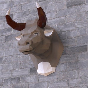 Bull Head Paper Sculpture,pre-cut DIY Papercraft Kit,handmade Stylized ...
