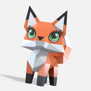 Cute Fox Paper Sculpture,pre-cut DIY Papercraft Kit,handmade Cute ...