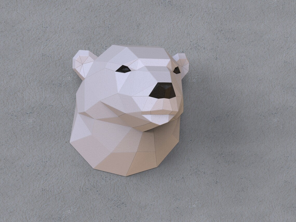 Polar Bear Head Paper Sculpturepre-cut DIY Papercraft - Etsy