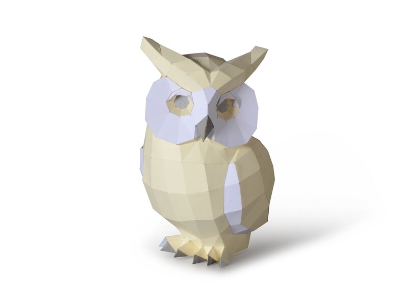 Owl Figurine With a Branche Pre-cutting DIY Papercraft Kit - Etsy