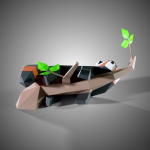 Red Panda Lazy in a Tree Paper Sculpture, Pre-cutting DIY Papercraft ...