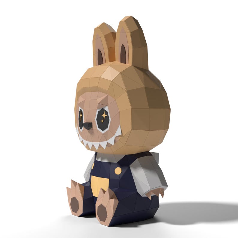 Labubu Sitting Paper Sculpture,pre-cut DIY Papercraft Kit,handmade ...