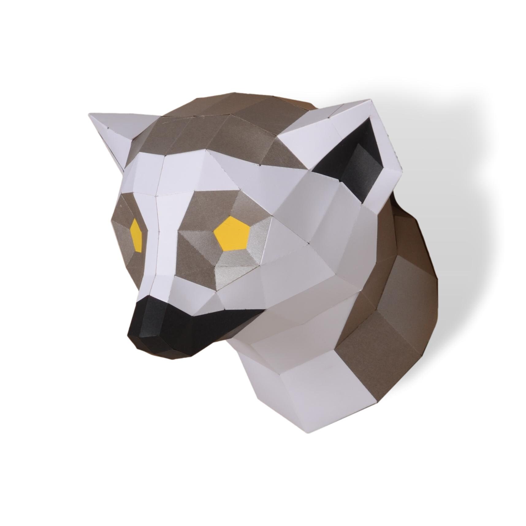 Lemurs Head Paper Sculpturepre-cut DIY Papercraft - Etsy