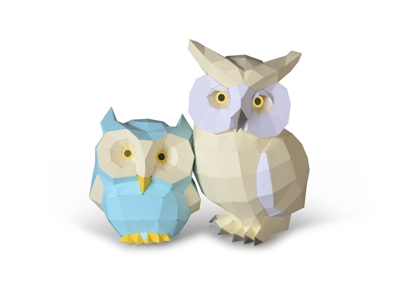 Owl Figurine With a Branche Pre-cutting DIY Papercraft Kit - Etsy
