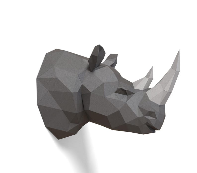 Rhino Paper Sculpture,pre-cut DIY Papercraft Kit,handmade Animal,low ...