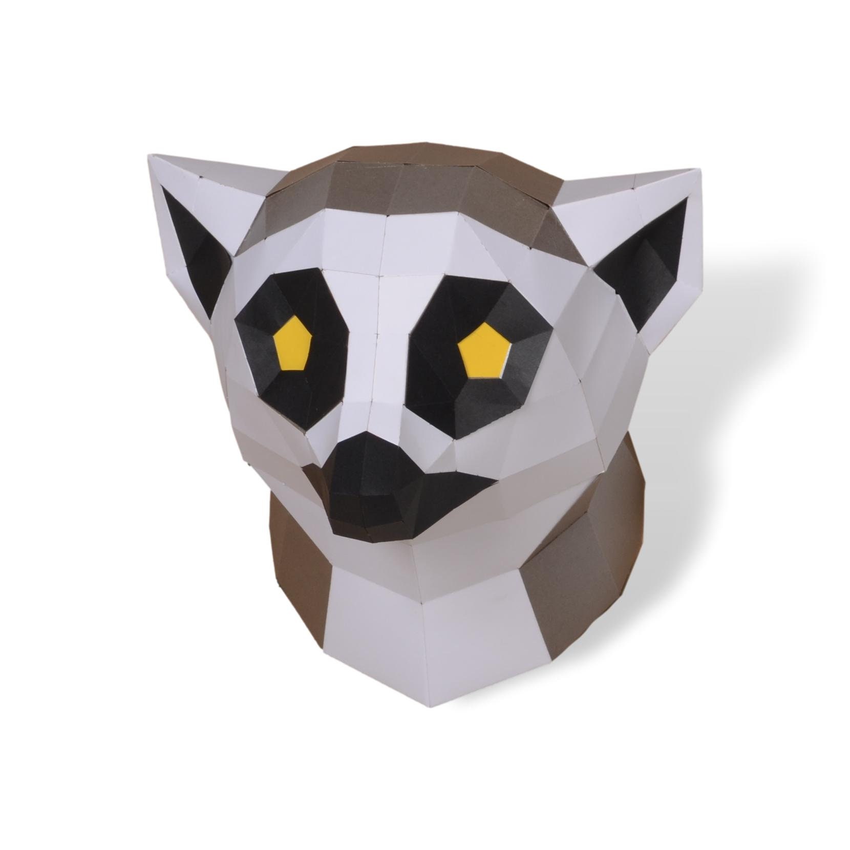 Lemurs Head Paper Sculpturepre-cut DIY Papercraft - Etsy UK