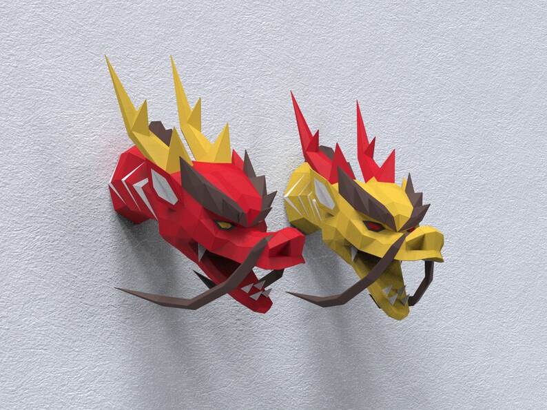 Chinese Dragon Head Paper SculpturePrecut DIY Papercraft | Etsy
