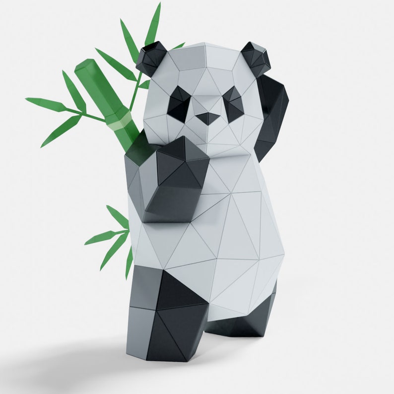 Panda Standing Martialart Pre-cutting DIY Papercraft Kit Low - Etsy