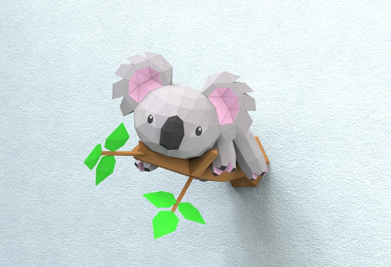 Koala on Branch Paper Sculpturepre-cut DIY Papercraft - Etsy