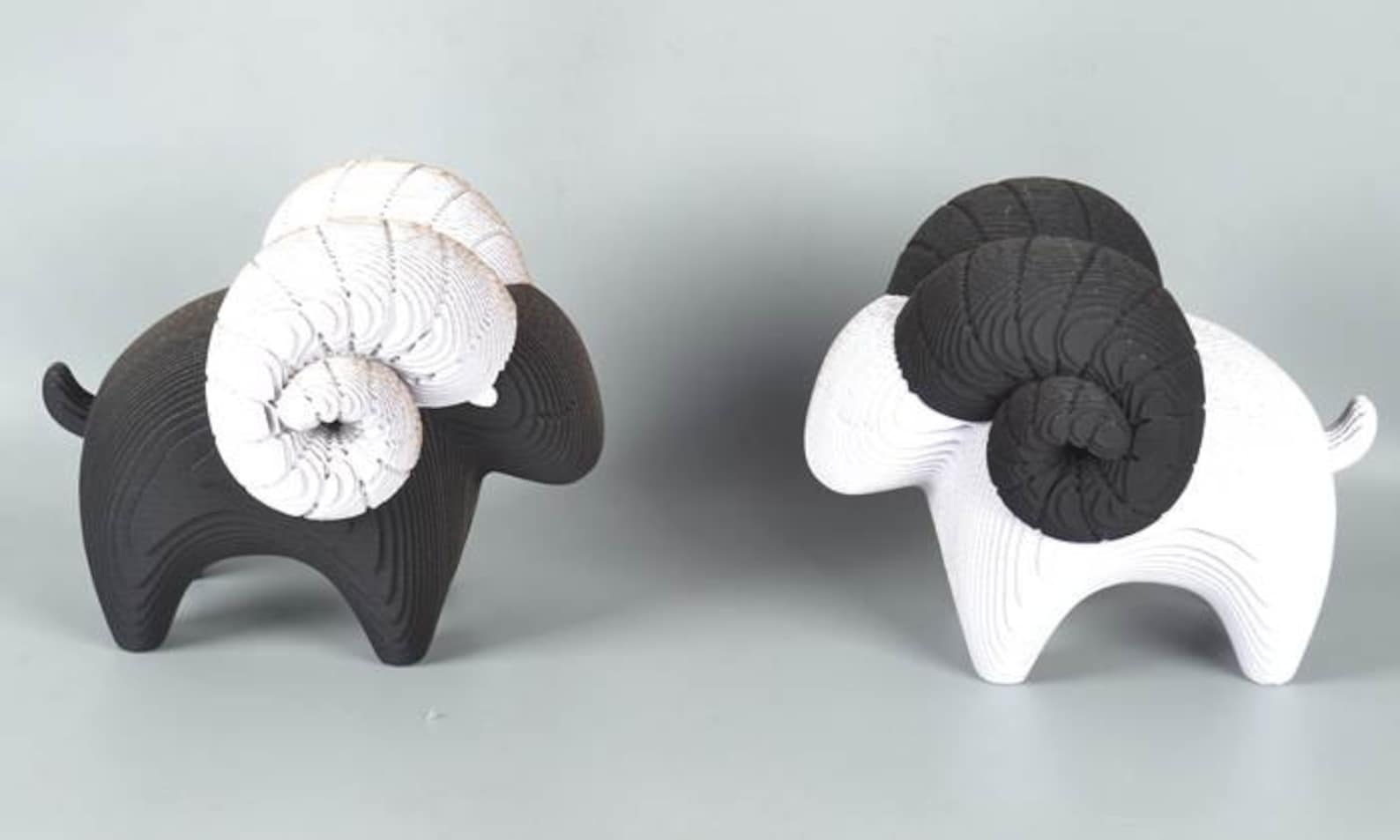 B & W Horns Cute Sheep DIY Cardboard Sculpture DIY | Etsy