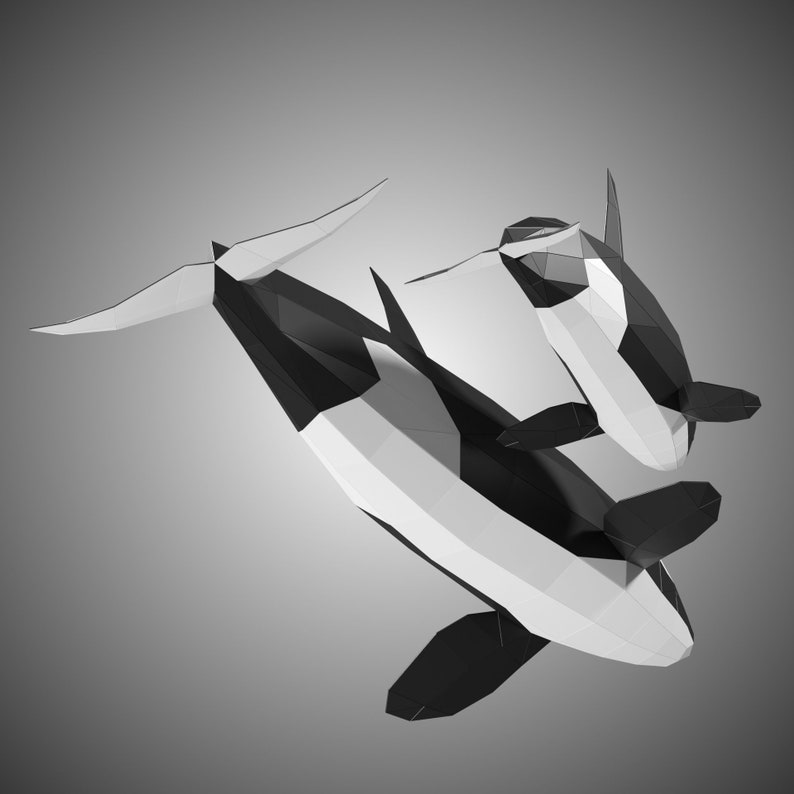 Orca Family Style 1 Paper Sculpture,,pre-cut DIY Papercraft Kit ...