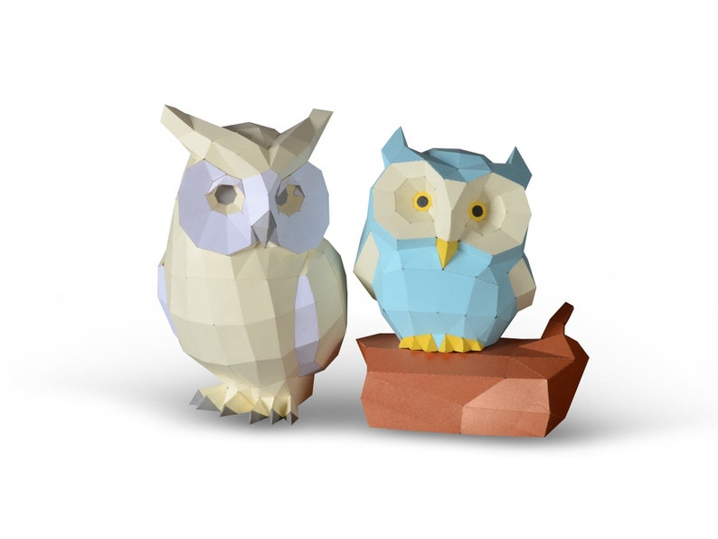 Owl Figurine With a Branche Pre-cutting DIY Papercraft Kit - Etsy