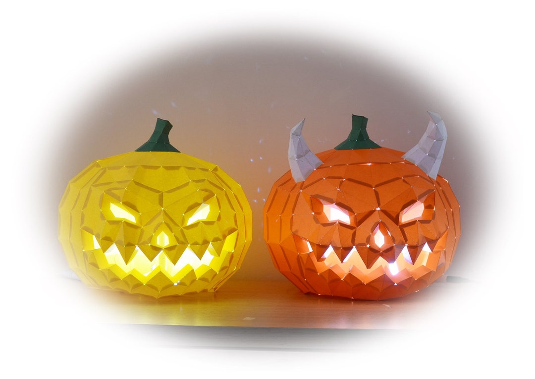 Halloween Pumpkin DIY Paper Lamp Craft Kit, Creative Paper Light, 3D ...