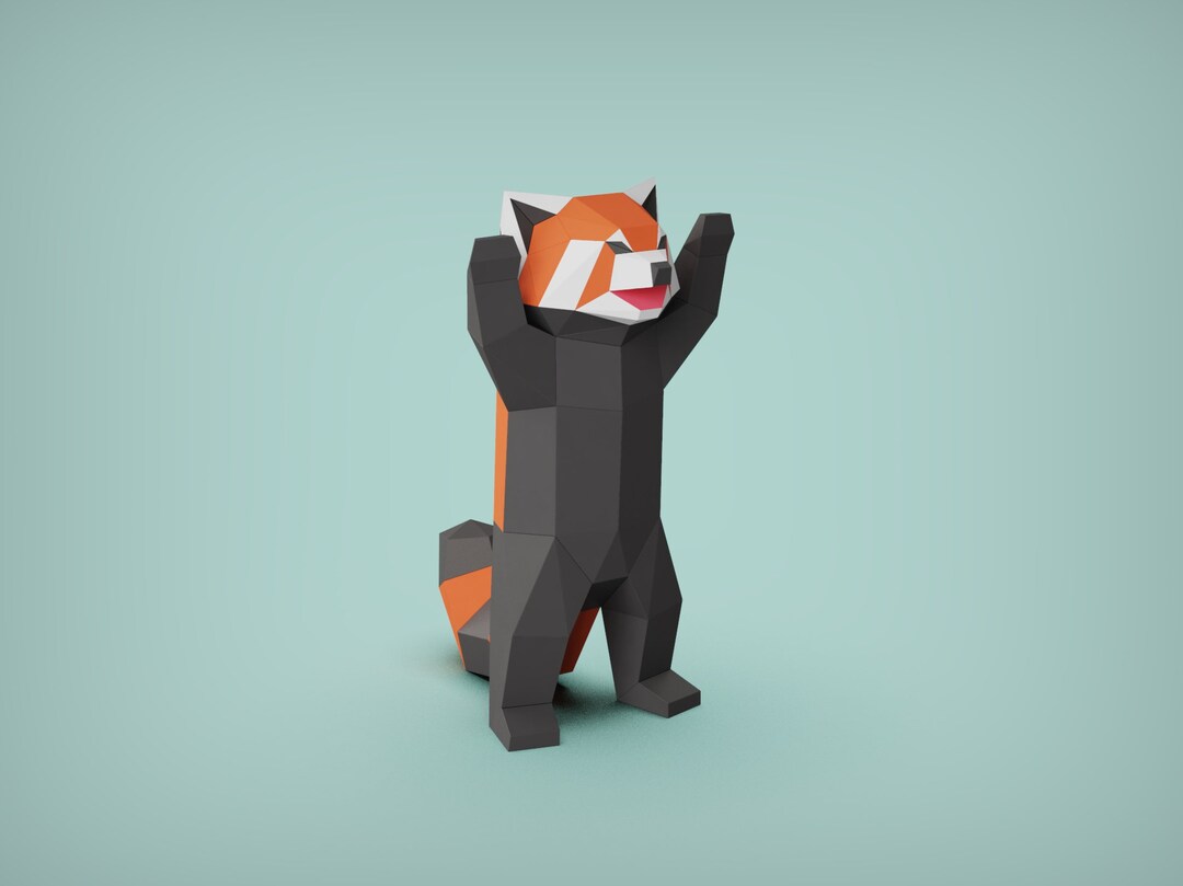Red Panda Stand Pose Stand Pose Pre-cutting DIY Papercraft Kit, Multi ...