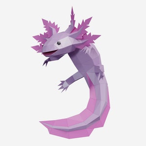 Axolotl 2 Paper Sculpture,pre-cut DIY Papercraft Kit,handmade Wild ...