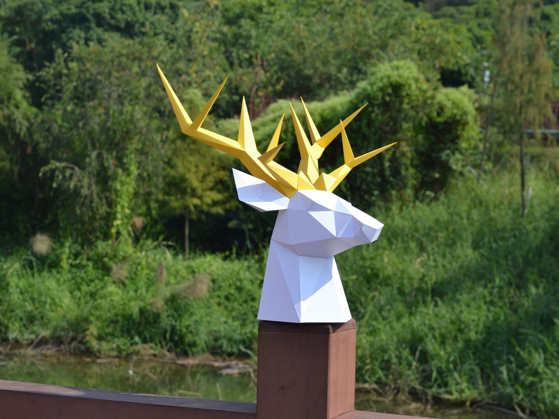 Deer Head Pre-cutting DIY Papercraft Kit Multi-color | Etsy