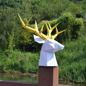 Deer Head DIY 3D Papercraft Tempalte, PDF File，instant Download, 3D Art ...