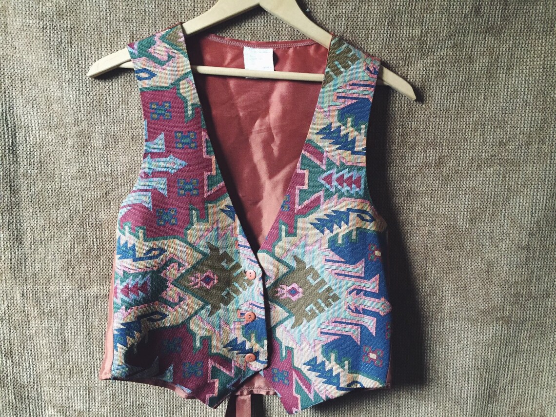 AZTEC Woven Waistcoat Vest | Etsy