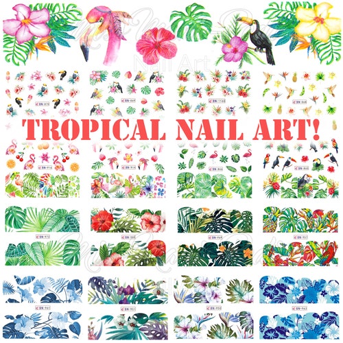 Nail Art Water Decals Stickers Transfers Spring Summer Green Etsy