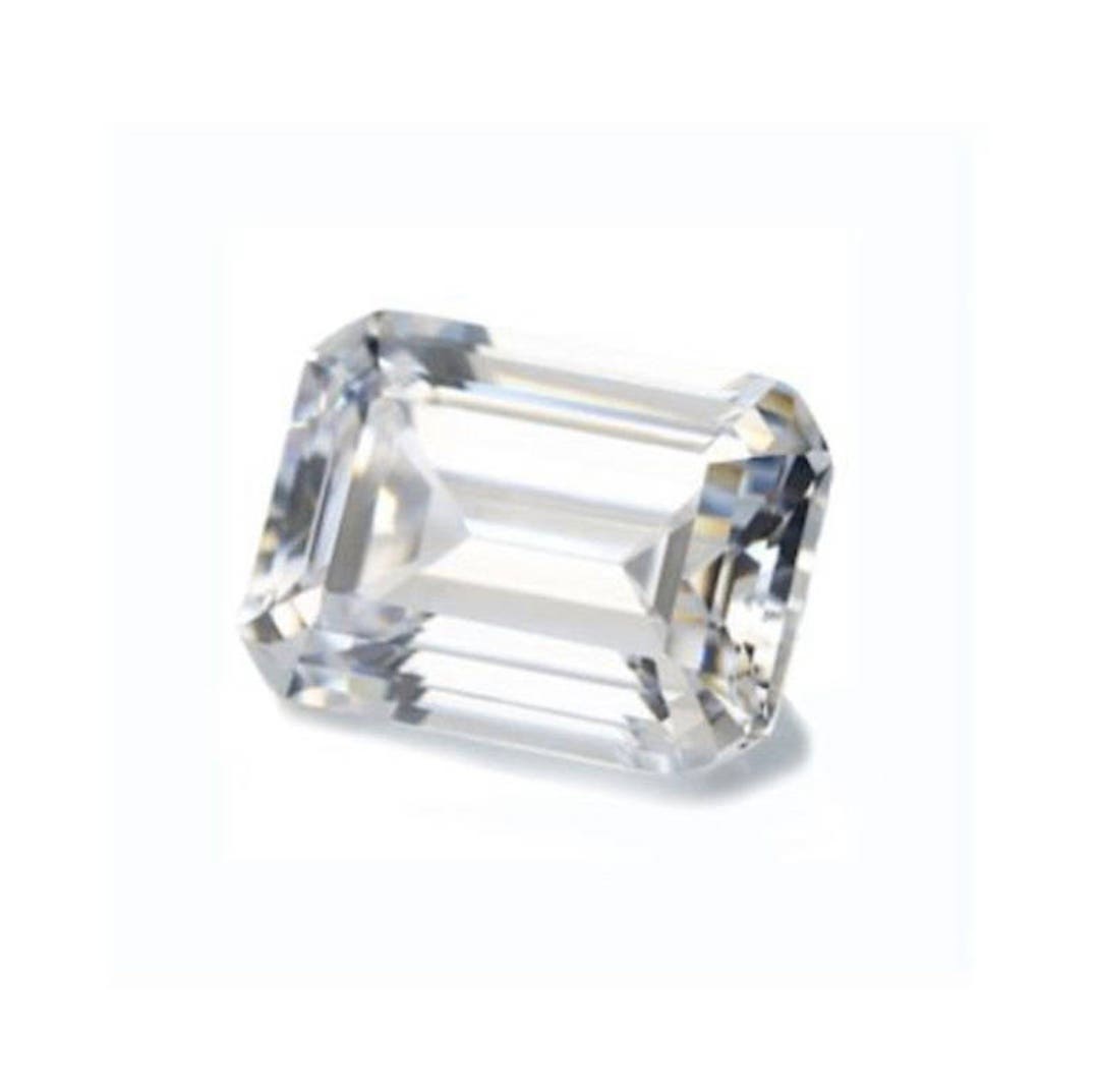 White CZ Diamond Stones, Emerald Step-cut Faceted Cubic Zirconia ...