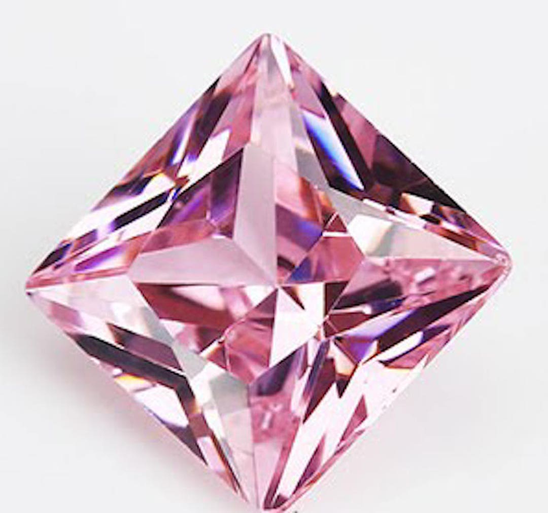 Rose Pink CZ Diamond AAA Stones, Princess Faceted Cubic Zirconia ...