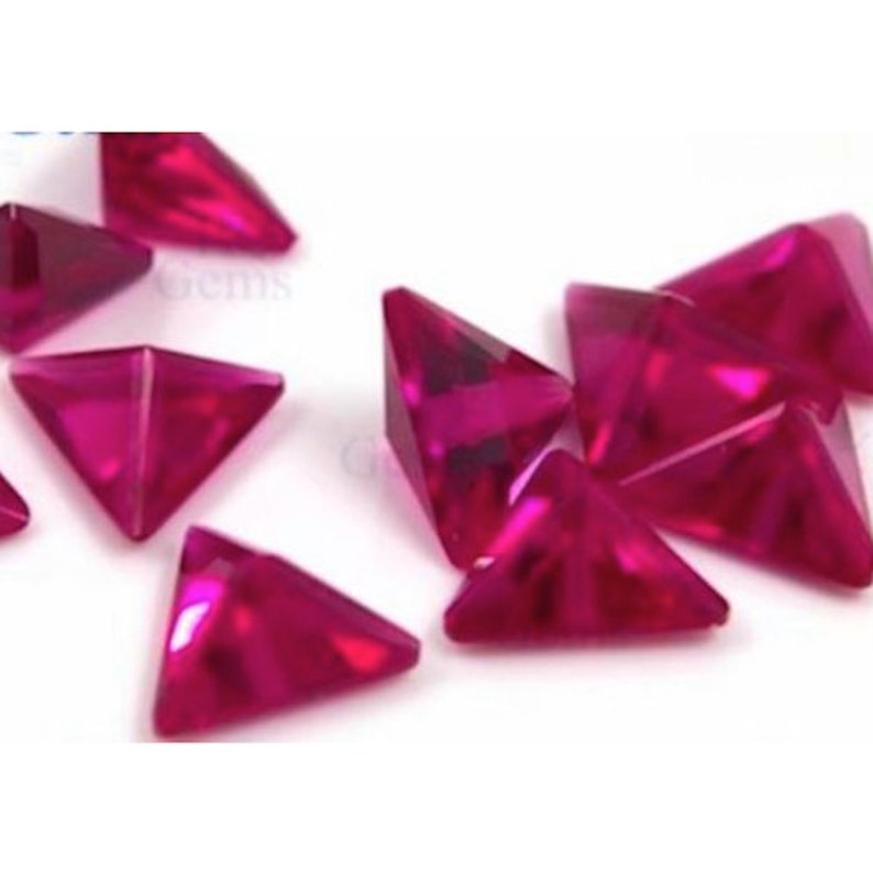 Loose Triangle Faceted Ruby Corundum Gems, Lab Created Ruby Stones for ...