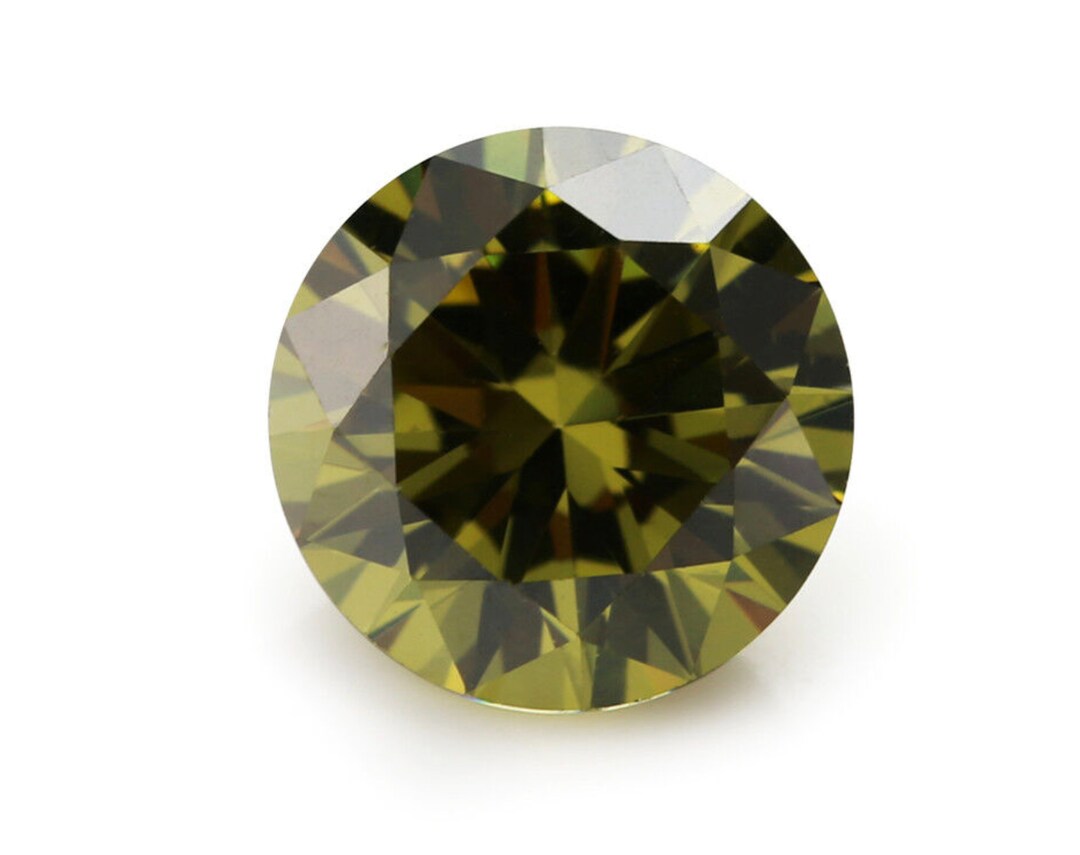 Olive Green CZ Diamond AAA Stones, Round Faceted Wholesale Cubic ...