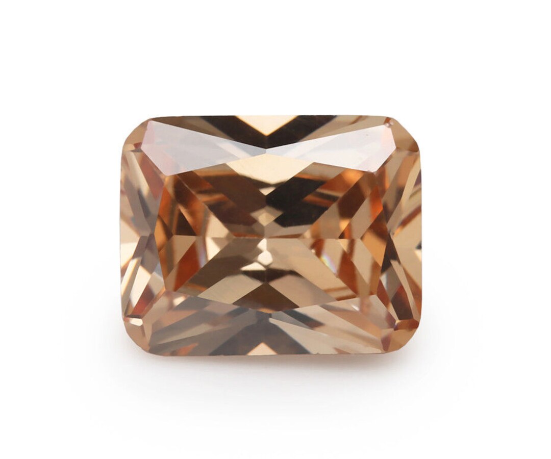 Cubic Zirconia Champagne CZ Octagon Faceted Loose Gemstones (6x4mm ...